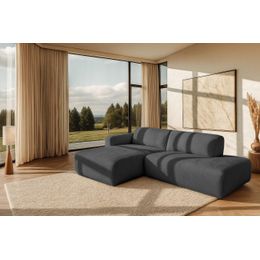 Ecksofa Home Affaire, B:222cm H:72cm T:166cm, grau, 100% PES, Wohnzimmer, Sofas, "Myrland", Breite 222 cm, Chenille, Easy Clean Stoff, mit Kaltschaum
