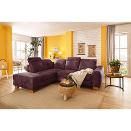 Ecksofa Home Affaire, B:263cm H:86cm T:219cm, rot, Luxus-Microfaser Florence (100% Polyester), Wohnzimmer, Sofas, "Dundee L-Form", wahlweise mit