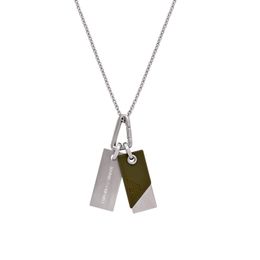 Emporio Armani Damen Kette mit Anh&auml;nger "Schmuck Geschenk Edelstahl Silikon Armschmuck", Edelstahl Silikon, L: 50 B: 2,5mm, gr&uuml;n, Edelstahl, Silikon,