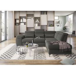 Sit & More Ecksofa SIT & MORE, B:274cm H:87cm T:230cm, grau, 100% Polyester, Wohnzimmer, Sofas, "Cabrio L-Form, B: 274 cm, mit Sitztiefen-, Arm- &