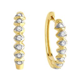 Diamonds by Ellen K. Damen Paar Creolen "Gold 375 zweifarbig mit 14x Diamant zus. 0,10ct.", one-size, 0,1 P3 = leicht erkennbare Einschl&uuml;sse, Gold, gelb, DIAMONDS BY