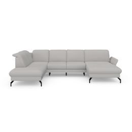 Sit & More Wohnlandschaft SIT & MORE, B:338cm H:84cm T:207cm, silber, Sofas, "Fashion U-Form", wahlweise mit Kopfteilverstellung, Vorziehsitz, motorisch,