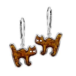 OSTSEE-SCHMUCK Damen Paar Ohrh&auml;nger "- Katze - Silber 925/000 - Bernstein", Silber 925 (Sterlingsilber), silber, Silber 925 (Sterlingsilber), Ohrringe