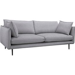 3-Sitzer Home Affaire, B:220cm H:88cm T:103cm, grau, Struktur fein (100% Polyester);Filzoptik (100% Polester), Sofas, "Somba", mit dickem Keder und