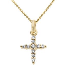 Firetti Damen Kreuzanhänger "Schmuck Geschenk Gold 333 Halsschmuck Anhänger für Halskette Kreuz", 0,08 P2 = erkennbare Einschlüsse, Diamanten