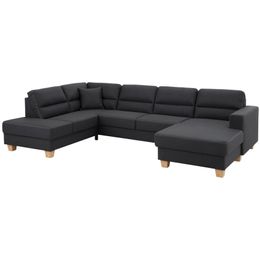 Wohnlandschaft Home Affaire, B:313cm H:85cm, grau, Sofas, "Navan, komfortabel mit viel Platz, U-Form", wahlweise mit Bettfunktion und Kopfstütze