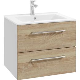 Waschtisch Welltime, B:60cm H:50cm T:45cm, braun, Spanplatte, Badezimmer, Waschtische, "Palermo", Badm&ouml;bel inkl. Waschbecken, Breite 60cm