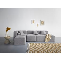 Ecksofa Home Affaire, B:303cm H:76,5cm T:93cm, grau, 100% Polyester, Wohnzimmer, Sofas, "Sundstrup L-Form", Modulserie, individuelle Zusammenstellung