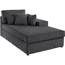 Ottomane OTTO HOME, B:100cm H:75cm T:162cm, schwarz, Baumwollmix (60% Baumwolle/40% Leinen);Struktur fein (100% Polyester);Samtoptik (100%