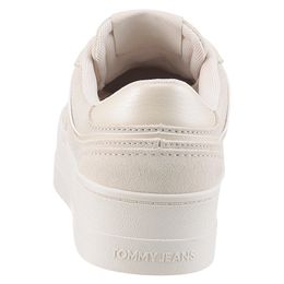 Tommy Jeans Damen Plateausneaker "THE GREENWICH FLATFORM ELEVATED", Gr. 42, beige, Lederimitat, Veloursleder, unifarben, Schuhe, Schn&uuml;rschuh,