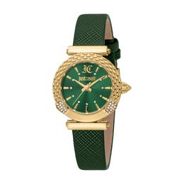 Damen Quarzuhr "Mistero", gr&uuml;n, JUST cavalli time, Armbanduhren, Armbanduhr, Damenuhr, Lederarmband, analog, Kristallsteine