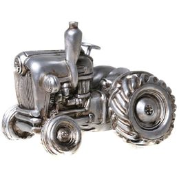 Spardose AMBIENTE HAUS, B:16cm H:12cm T:12cm, silber, Kautschuk, Spardosen, "Trecker, silberfarben", Sparschwein, Retro-Design, ideales Geschenk