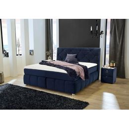 Jockenh&ouml;fer Boxspringbett, B:190cm L:226cm, blau, JOCKENH&Ouml;FER GRUPPE, Bettgestell und seitliche Einfassung der Matratzen: Mikrofaser, Samt&auml;hnlich (100%