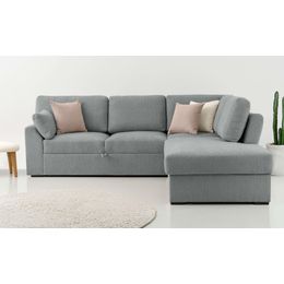 Ecksofa Home Affaire, B:242cm H:88cm T:224cm, grau, 100% polyester, Wohnzimmer, Sofas, "Citry", Breite 242 cm, Chenille, Bettfunktion, Bettkasten,
