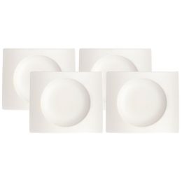 Villeroy & Boch VILLEROY & BOCH Untertasse "Suppenuntertassen NewWave 18 x 15 cm 4er Set wei&szlig;", wei&szlig;, Speiseteller