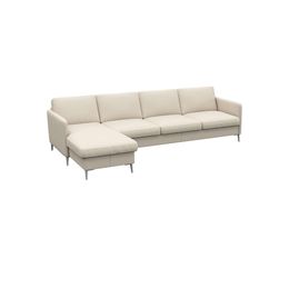 Ecksofa FLEXLUX, B:280cm H:85cm T:159cm, wei&szlig;, 100% Echteder, Wohnzimmer, Sofas, "Fiore, super Sitzkomfort durch Kaltschaum im Sitz, L-Form", schmale
