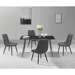 Essgruppe Home Affaire, schwarz, Glas, Metall, Sitzmöbel-Sets, "Arhus, TOPSELLER, OTTOs Choice", mit Glasplatte in Holzoptik, weicher Samtvelours