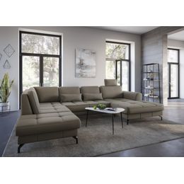 Sit & More Wohnlandschaft SIT & MORE, B:332cm H:84cm T:226cm, braun, Sofas, "Bendigo U-Form", inklusive Sitztiefenverstellung, Bodenfreiheit 12 cm, in 2