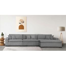 Sofa-Eckelement Home Affaire, B:400cm H:86cm T:190cm, grau, 100% Polyester, Polsterelemente, "Skara XXL L-Form", Lounge-Sofa XXL mit