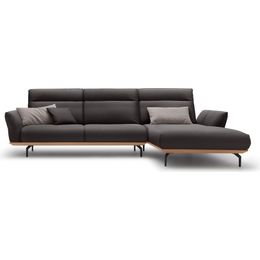 Ecksofa, B:318cm H:103cm T:183cm, braun, CREATION BY ROLF BENZ, NaturLEDER OSKAR (echtes Rindsleder), Wohnzimmer, Sofas, "CR.460", Sockel in Eiche,