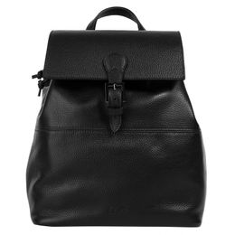 CLUTY Damen Cityrucksack, schwarz, Leder, Rindsleder, Rucksäcke, echt Leder, Made in Italy