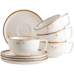 Mäser MÄSER Tasse "Kaffeetassen-Set Pinta, aus Porzellan", Ø 9cm x 5cm, 200ml, 8 Stk., braun, Trinkgefäße, 8er Set, bestehend aus 4 Tassen und 4 Untertassen