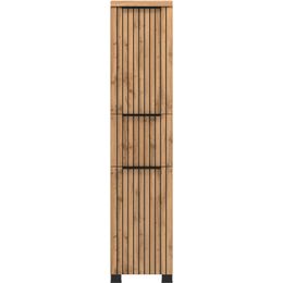 Midischrank Welltime, B:30cm H:130cm T:35cm, braun, Holzwerkstoff, Badezimmer, Schr&auml;nke, Welltime, Breite 30 cm, reversibel, 2 T&uuml;ren, 1 Auszug