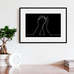 Bild queence, B:50cm H:40cm, schwarz, Acrylglas, Holz, Papier, Wohnzimmer, Bilder, "Power of Love", HD Premium Poster-Druck inkl. Holzrahmen