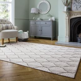 Teppich FLAIR RUGS, B:160cm H:4mm L:230cm, beige, Kunstfaser, Wohnzimmer, Teppiche, "Elm Leaf", In & Outdoor geeignet, Hoch-Tief Effekt, Florales