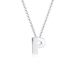 Elli Damen Kette mit Anhänger "Buchstabe P Initialen Trend Minimal 925 Silber", 45, ohne Stein, Silber 925 (Sterlingsilber), L: 45silber, Silber 925
