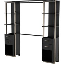Kleiderschrank Demeyere Group, B:210cm H:204,4cm T:41,5cm, schwarz, Spanplatte, Schlafzimmer, Schränke, "MOON Schrank Organizer", Schrank organizer
