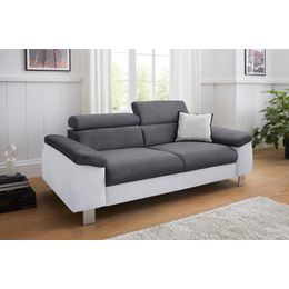 3-Sitzer COTTA, B:193cm T:104cm, weiß, Microfaser PRIMABELLE (100% Polyester);Kunstleder SOFTLUX;Feinstruktur (100% Polyester);Kunstleder