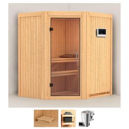 Karibu Sauna "Tomke", Bio-Kombiofen, externe Steuerung, 3,6 kW, beige, Saunen, Ofen 3,6 kW Bio-Ofen externe Strg. easy