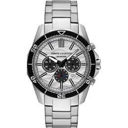 Armani Exchange Herren Chronograph, silber, Armbanduhren, Quarzuhr, Armbanduhr, Herrenuhr, Edelstahlarmband, analog, Tag