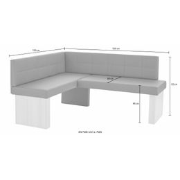 Eckbank, B:130cm H:83cm T:169cm, rot, MASSIVLINE & MORE, Holzwerkstoff, Kunstleder, Spanplatte, Esszimmer, Sitzb&auml;nke, "Anna 2", Breite 169 cm