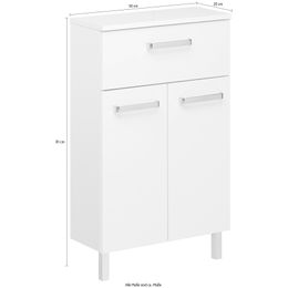 Unterschrank SAPHIR, B:50cm H:81cm T:20cm, wei&szlig;, Spanplatte, Badezimmer, Schr&auml;nke, "Quickset Badschrank mit 2 T&uuml;ren, 1 Schublade, 50 cm breit",