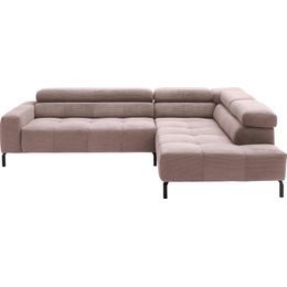 Ecksofa Places of Style, B:276cm H:71cm T:219cm, rosa, 95% Polyester, 5% Nylon, Wohnzimmer, Sofas, "Claya, L-Form, incl. Kopfteilverstellung, Breite