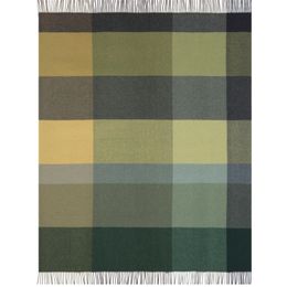 Plaid Biederlack, B:130cm L:170cm, gr&uuml;n, Kaschmir, Wolle, Wohndecken, "Soft Impression", im klassischen Karodesign