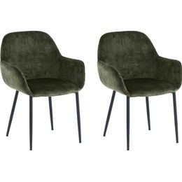 Armlehnstuhl Sit, B:60cm H:84cm T:57,5cm, gr&uuml;n, Metall, Polyester, Esszimmer, St&uuml;hle, glamour&ouml;ser Bezug in Samtoptik