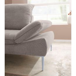 Ecksofa W.Schillig, B:294cm H:87cm T:185cm, grau, Chenille-Flachgewebe R66 (85% Polyester, 15% Nylon);Longlife Xtra-Leder Z59: Glattleder mit