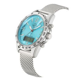 MASTER TIME Herren Funkchronograph "Sporty"stahlgrau, hellblau, Armbanduhren, Quarzuhr, Armbanduhr, Herrenuhr, Edelstahlarmband, analog, digital
