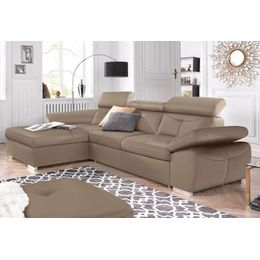 Ecksofa, B:284cm H:81cm T:181cm, braun, exxpo - SOFA FASHION, Luxus-Microfaser (100% Polyester);Struktur (100% Polyester);NaturLEDER (echtes