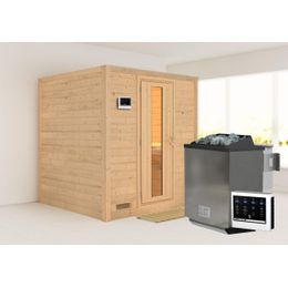 Karibu Sauna "Menja", Bio-Kombiofen, externe Steuerung, 9 kW, beige, Saunen, 9-kW-Bio-Ofen mit externer Steuerung
