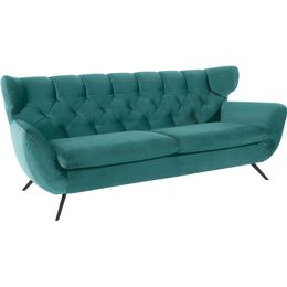 3-Sitzer 3C CANDY, B:225cm H:94cm T:95cm, gr&uuml;n, Samt-Optik (100% Polyester), Sofas, "Beatrice, extravagantes Megasofa, bequem, K&uuml;chensofa", mit