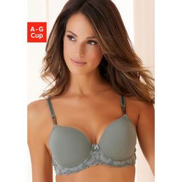 Lascana Damen Bügel-BH "Mably", Gr. 70, grau, Microtouch, Obermaterial: 85% Polyamid, 15% Elasthan, BHs, mit floraler Spitze, Dessous
