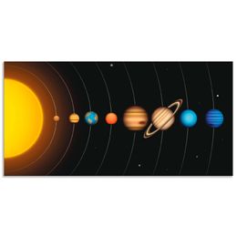 Wandbild Artland, B:150cm H:75cm, bunt, Wohnzimmer, Bilder, "Vector Sonnensystem mit Planeten", als Alubild, Outdoorbild, Leinwandbild, Poster,