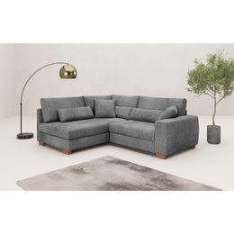 Ecksofa MR. COUCH, B:227cm H:68cm T:190cm, grau, Novaclean Avanti (100% Polyester), Wohnzimmer, Sofas, "Hilla L-Form", Mit Federkern, wahlweise mit