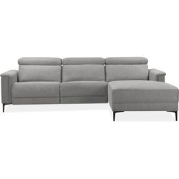 Ecksofa Home Affaire, B:261cm H:97cm T:179cm, grau, Webstoff 100% Polyester, Wohnzimmer, Sofas, "Lund, L-Form, 261cm, man. o. elektr. Relaxfunktion