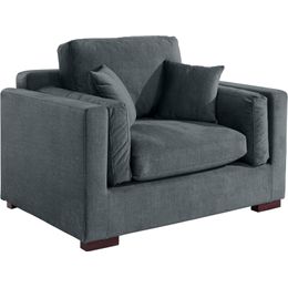 Loveseat Home Affaire, B:140cm H:95cm T:96cm, blau, 100% Polyester, Sessel, "Fresh Pond Sessel", weicher Sitzkomfort, incl. Zierkissen, B/T/H: