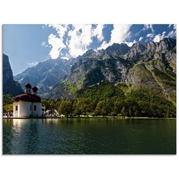 Glasbild Artland, B:80cm H:60cm, blau, Glas, K&uuml;che, Bilder, "St. Bartholom&auml; K&ouml;nigssee I", in verschiedenen Gr&ouml;&szlig;en